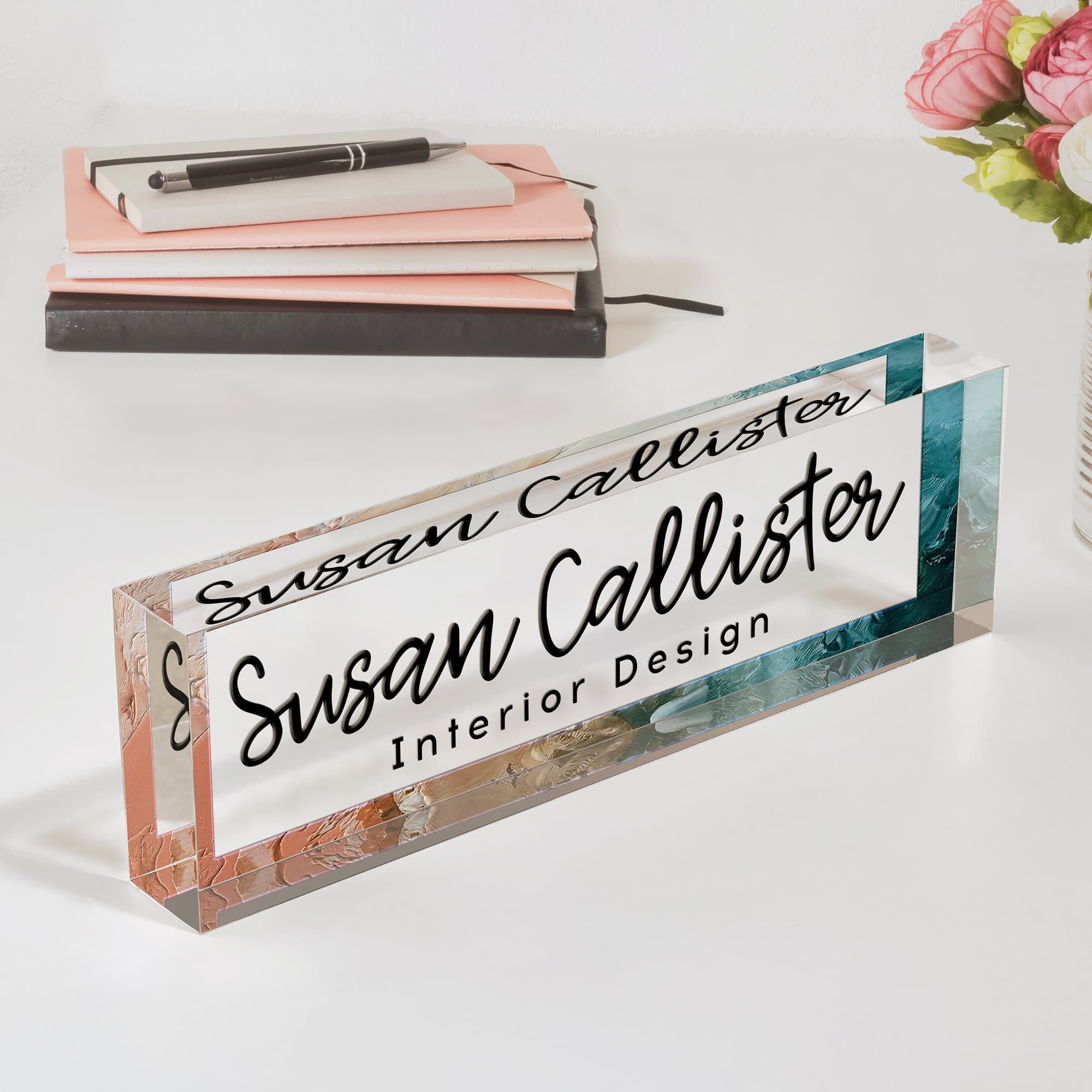 Acrylic Desk Name Sign Personalized, Custom Office Nameplate, Business ...