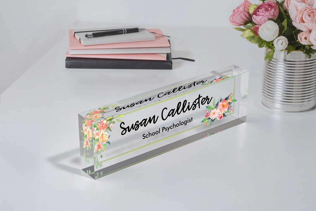 Personalized Desk Name Plate for Women, Elegant Name Plate for Desk ...
