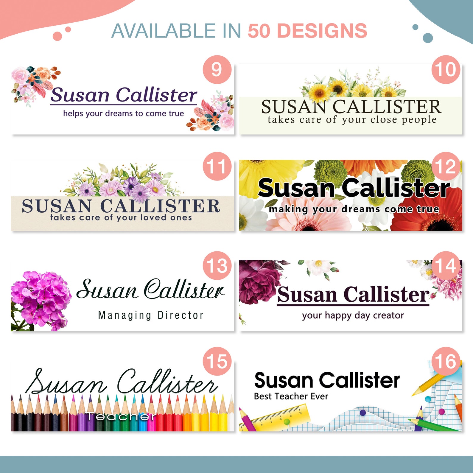 Floral Acrylic Name Block for Desk, Womens Personalized Desk Name Plate ...