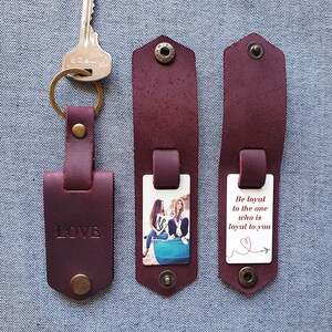Personalized Gift for Him, Custom Leather Keychain With Photos, Unique ...