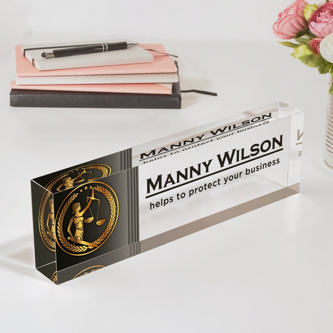 Personalized Lawyer Name Plate for Desk, Acrylic Name Sign for Desk ...