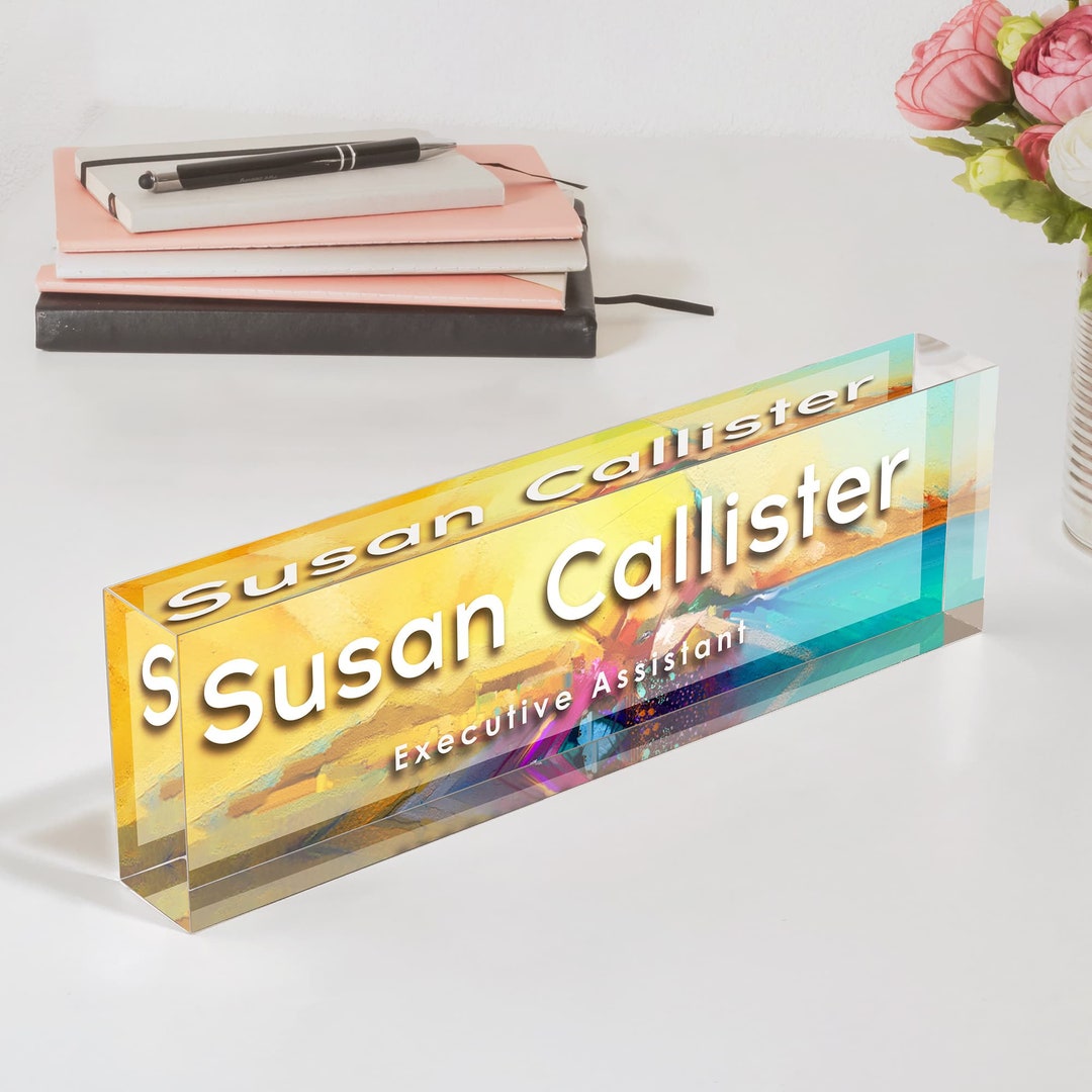 Bright Name Plate for Desk, Personalized Name Sign, Acrylic Desk ...