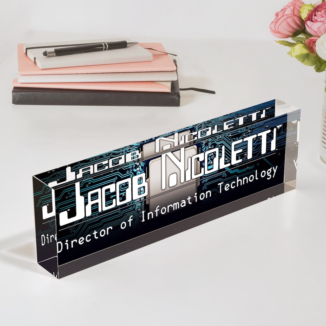 Programmer Desk Name Plate, Acrylic Desk Sign With Circuit, Job Title ...