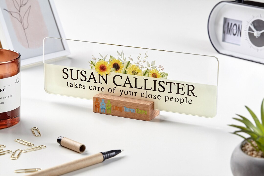 Desk Name Plate Sunflower Personalized Desk Accessories - Etsy