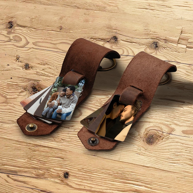 Personalized Leather Photo Keychain With Engraved Name and Custom ...