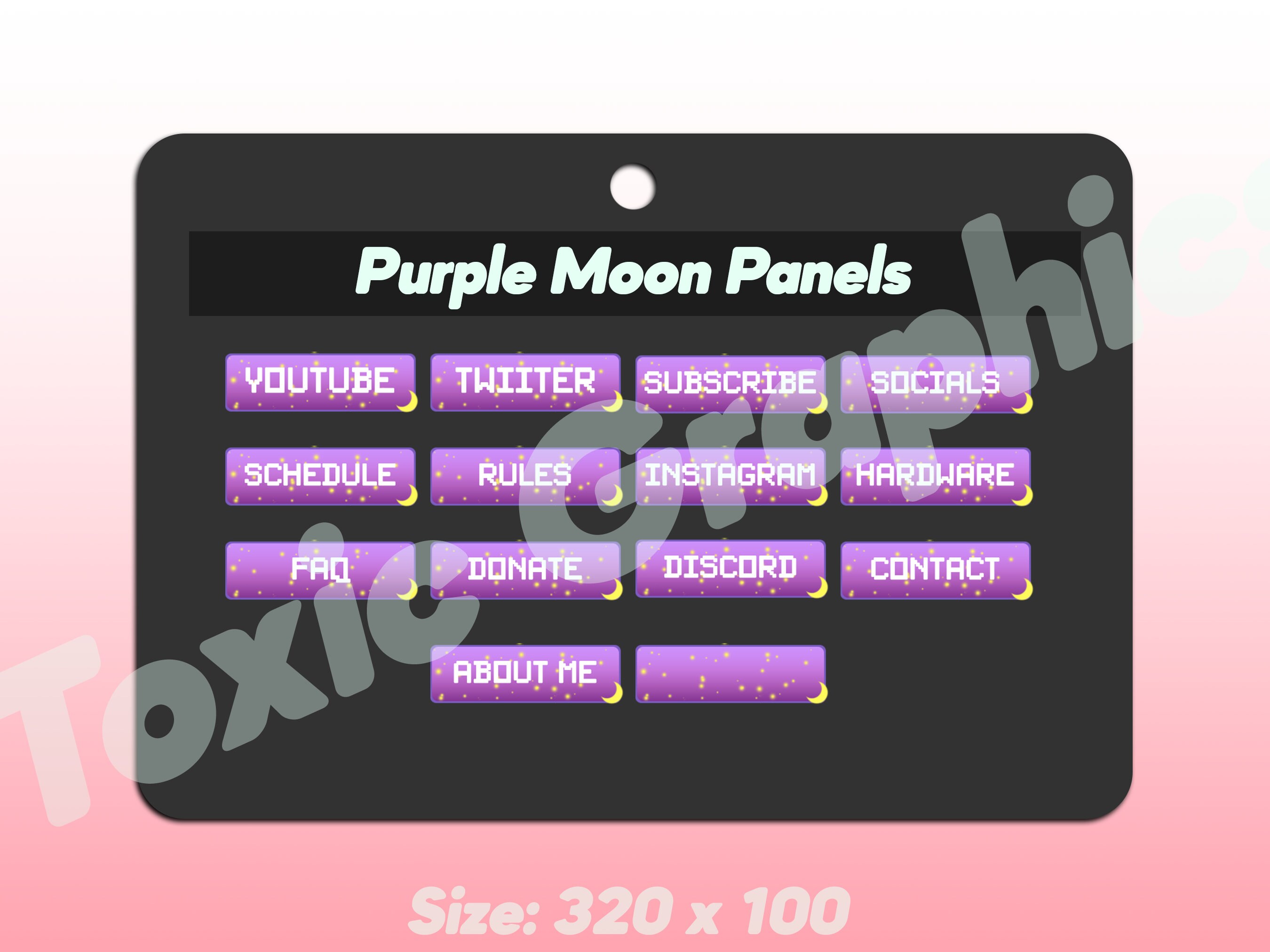 Purple Moon Streamer Panels / Twitch Streamer Panels / Kawaii Streamer ...