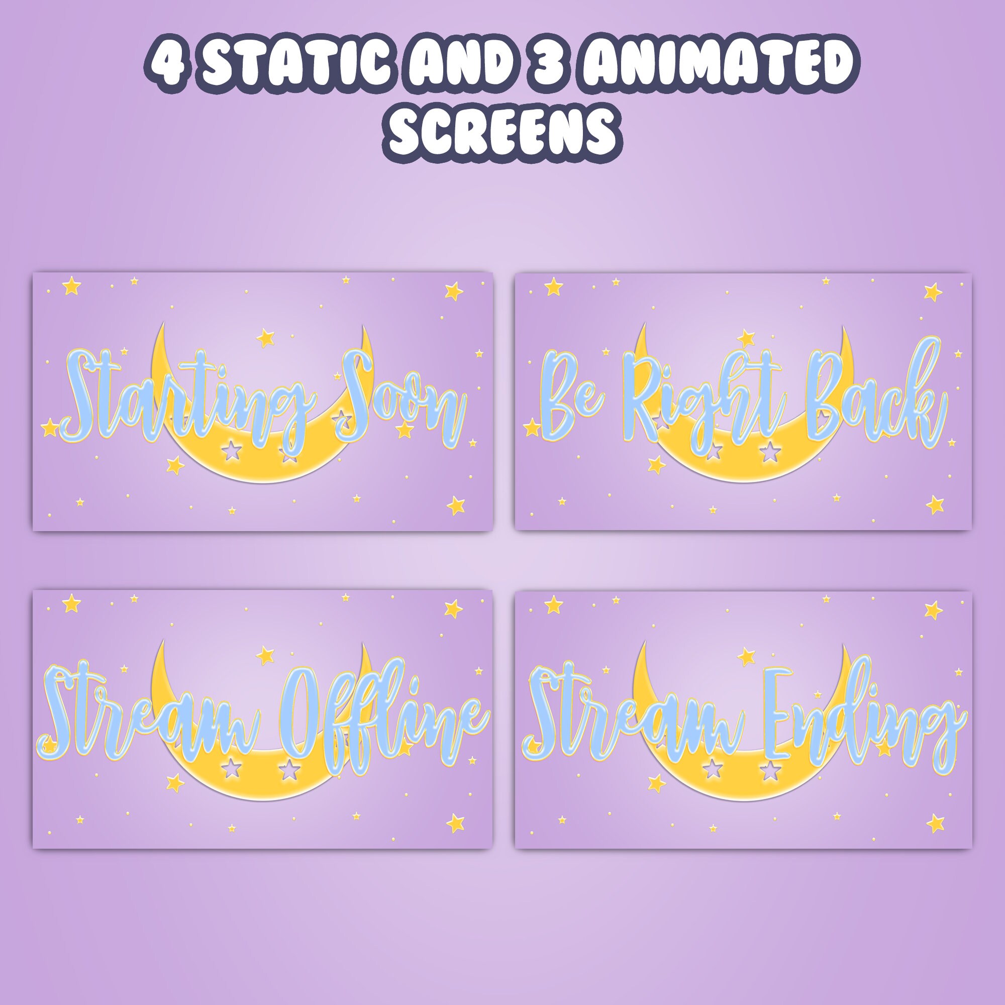 Pastel Moon Streamer Package / Pastel Twitch Overlay / Stars Overlay ...