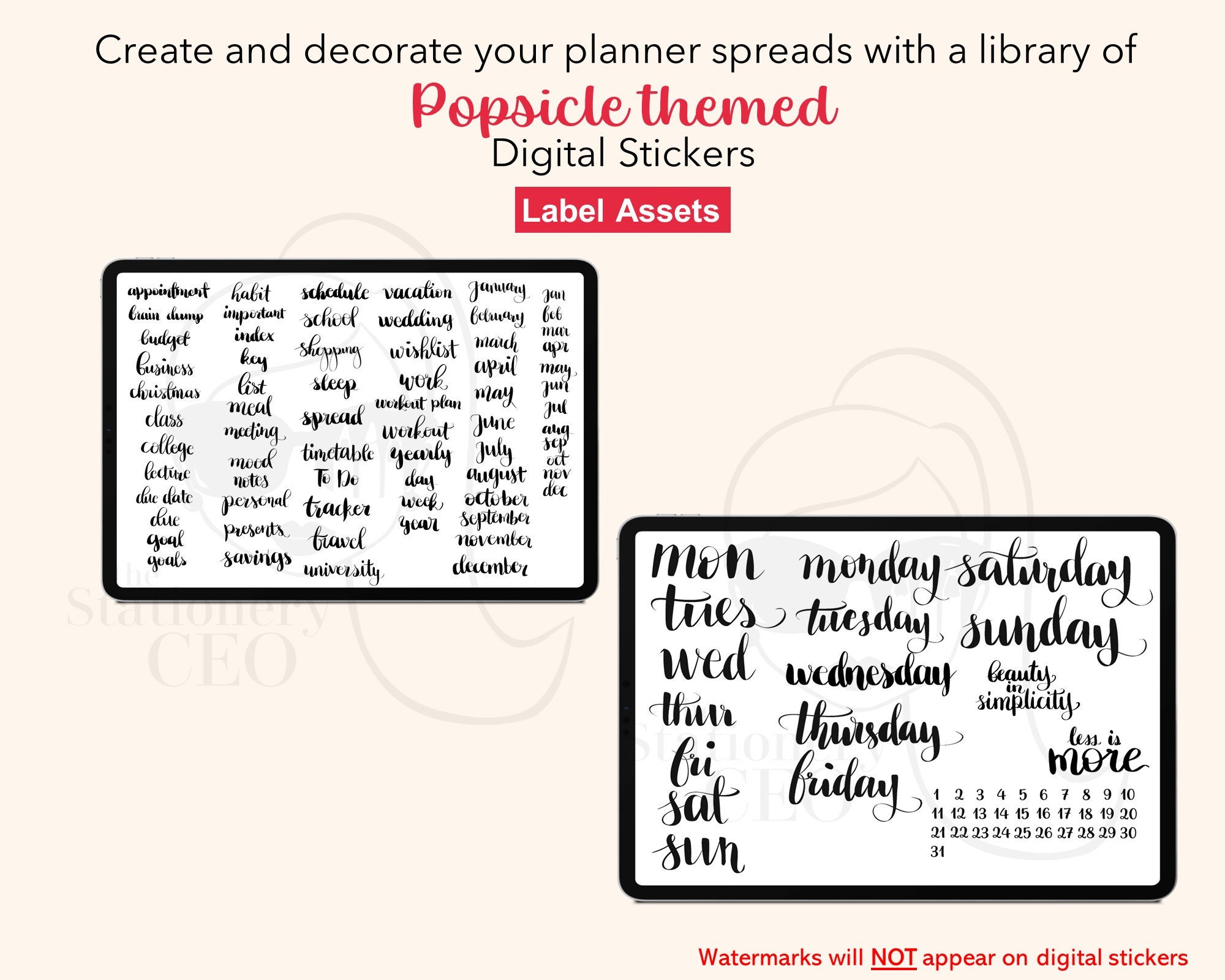 Digital Stickers, Popsicle Stickers, Neutral Digital Stickers ...