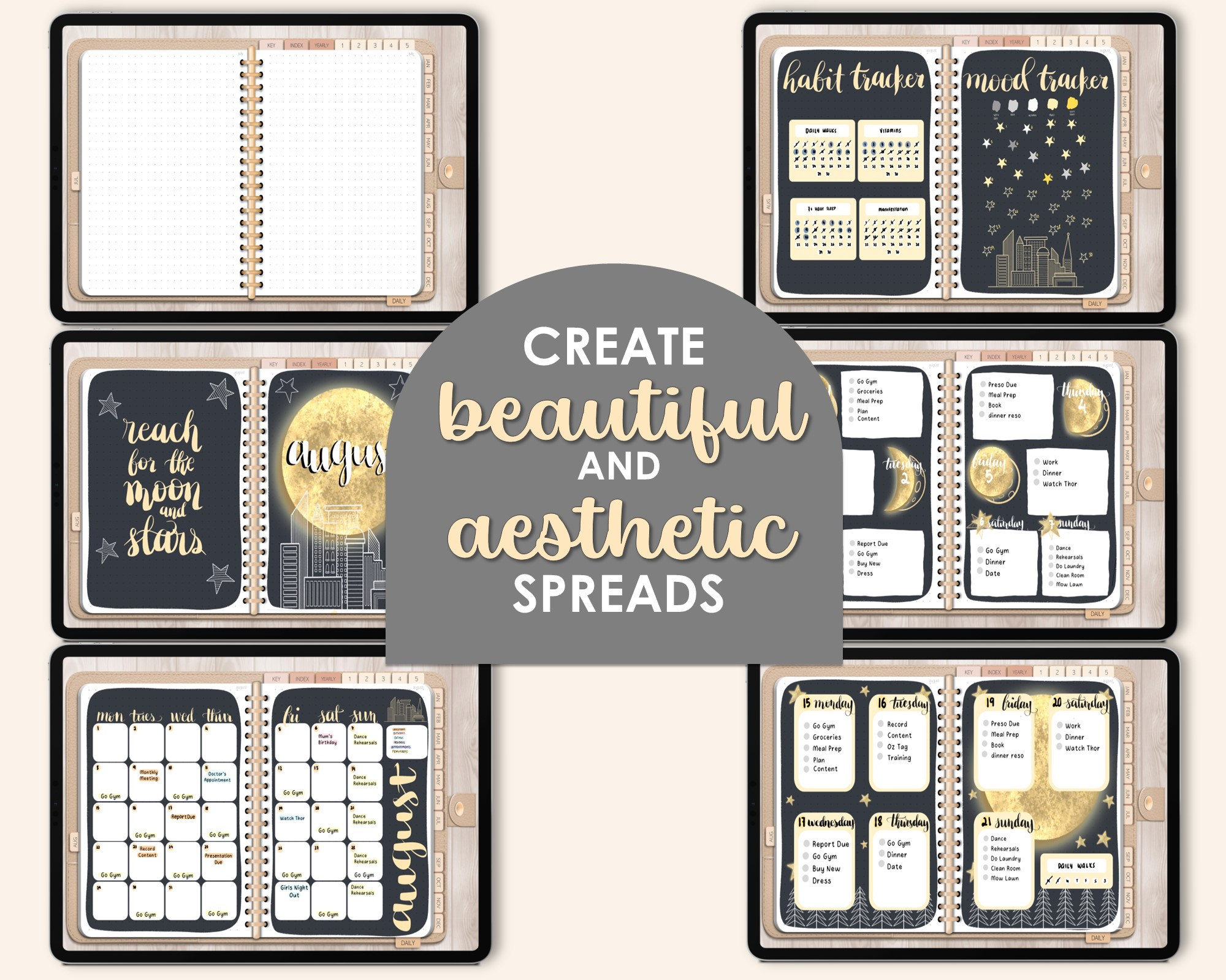 Moon Phase Stickers Night Sky Stickers Digital Stickers - Etsy