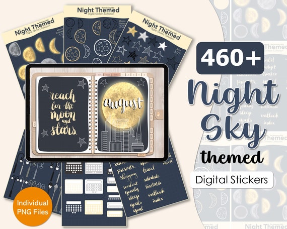 Moon Phase Stickers Night Sky Stickers Digital Stickers - Etsy