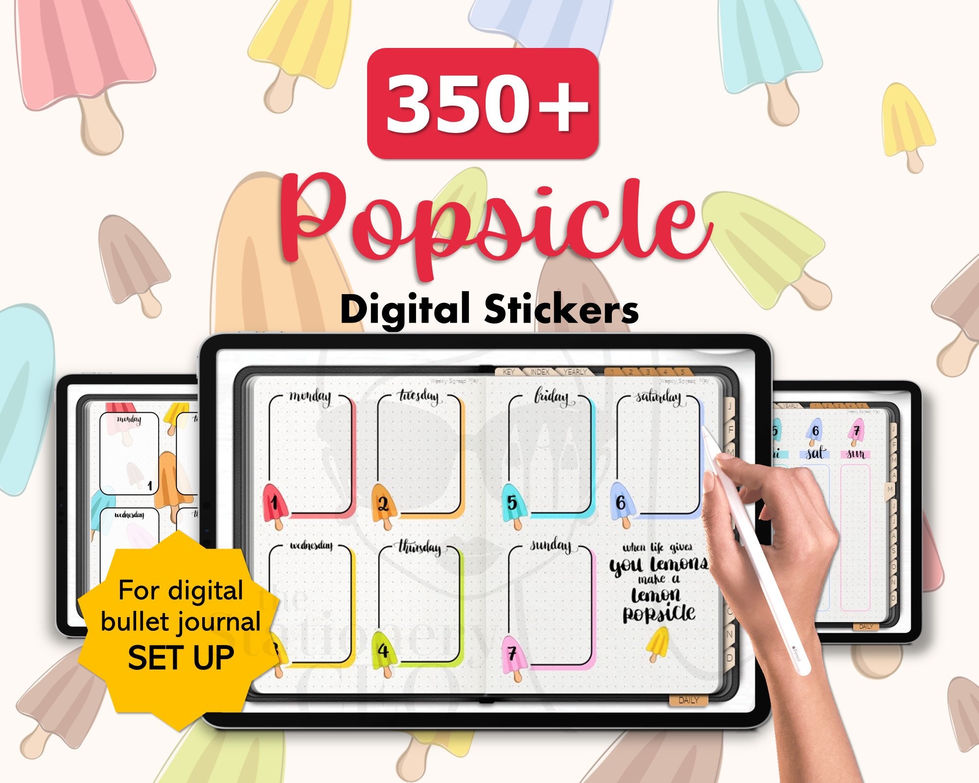 Digital Stickers, Popsicle Stickers, Neutral Digital Stickers ...