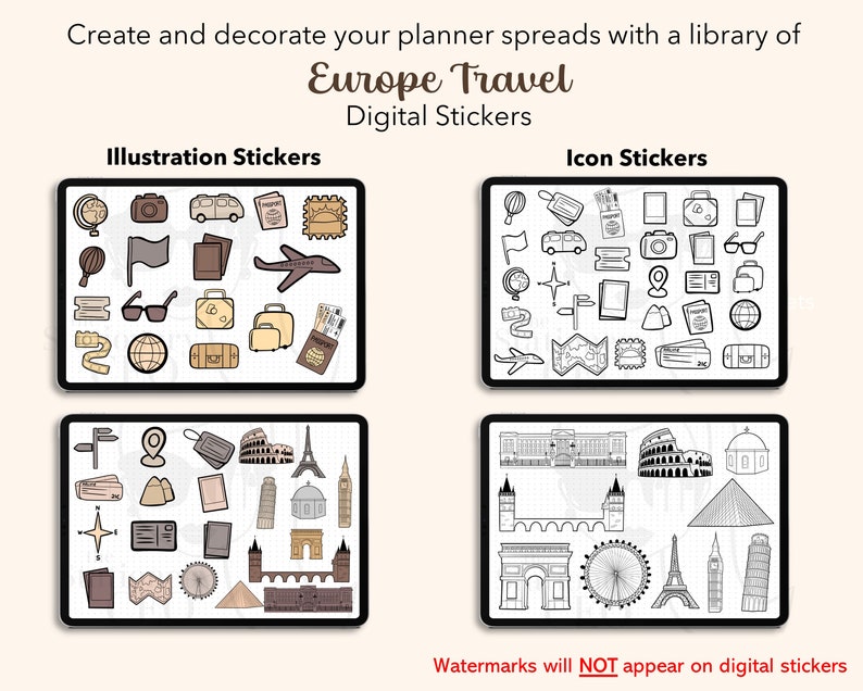 Goodnotes Stickers, Travel Clipart, Europe Stickers, Digital Stickers ...