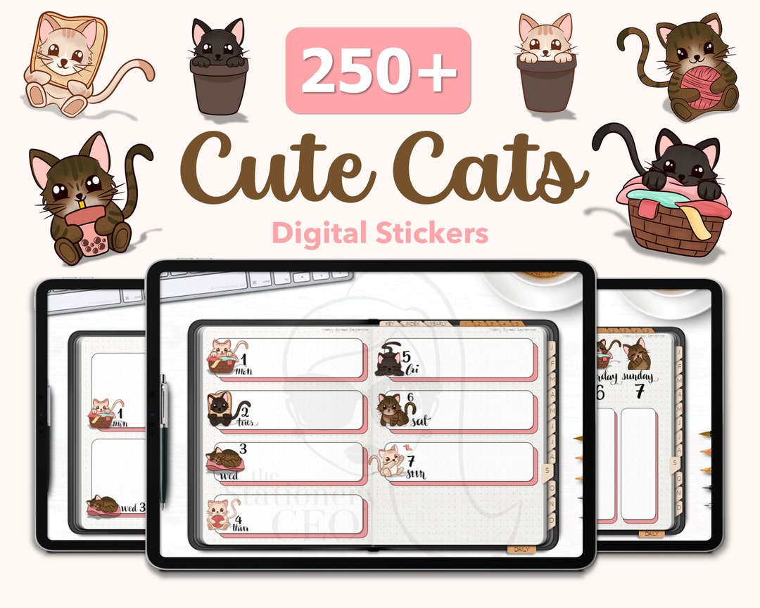 Goodnotes Stickers, Cute Cat Stickers, Digital Stickers, Digital ...
