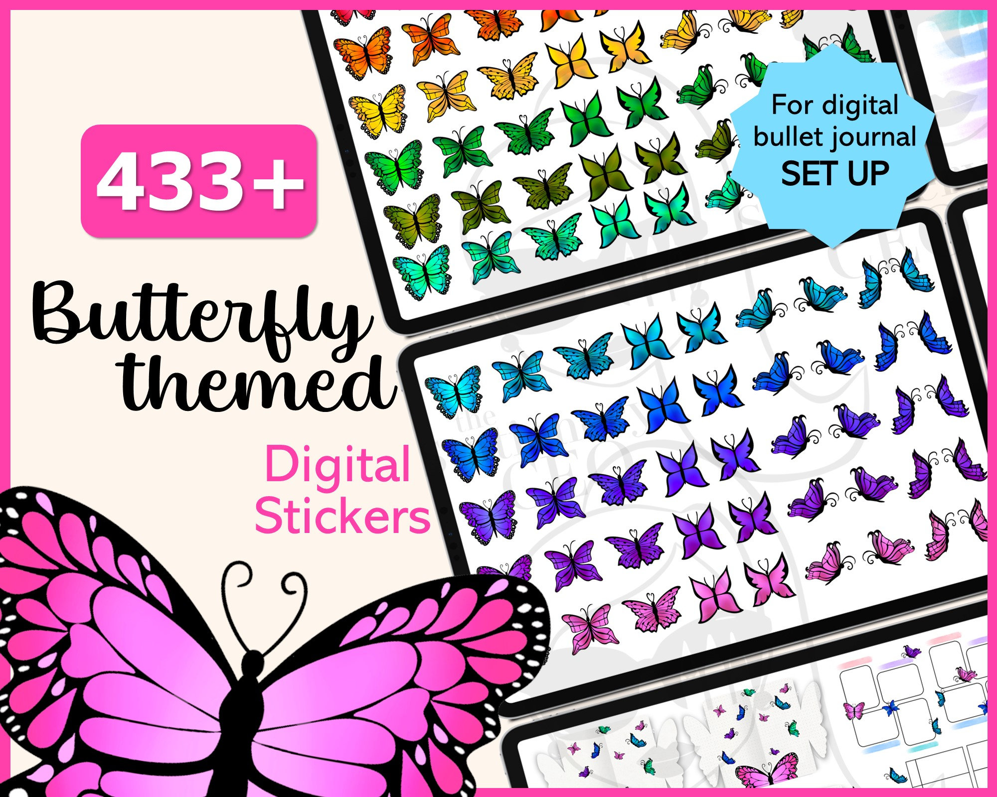 Goodnotes Stickers, Butterfly Digital Stickers, iPad Digital Stickers ...