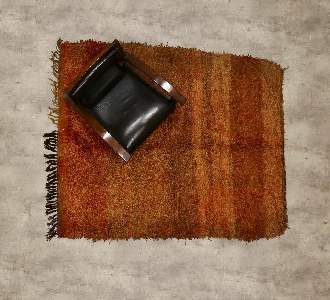 Antique Rug for Bedroom Aesthetic Felted Wool Primitive Vintage Mid ...