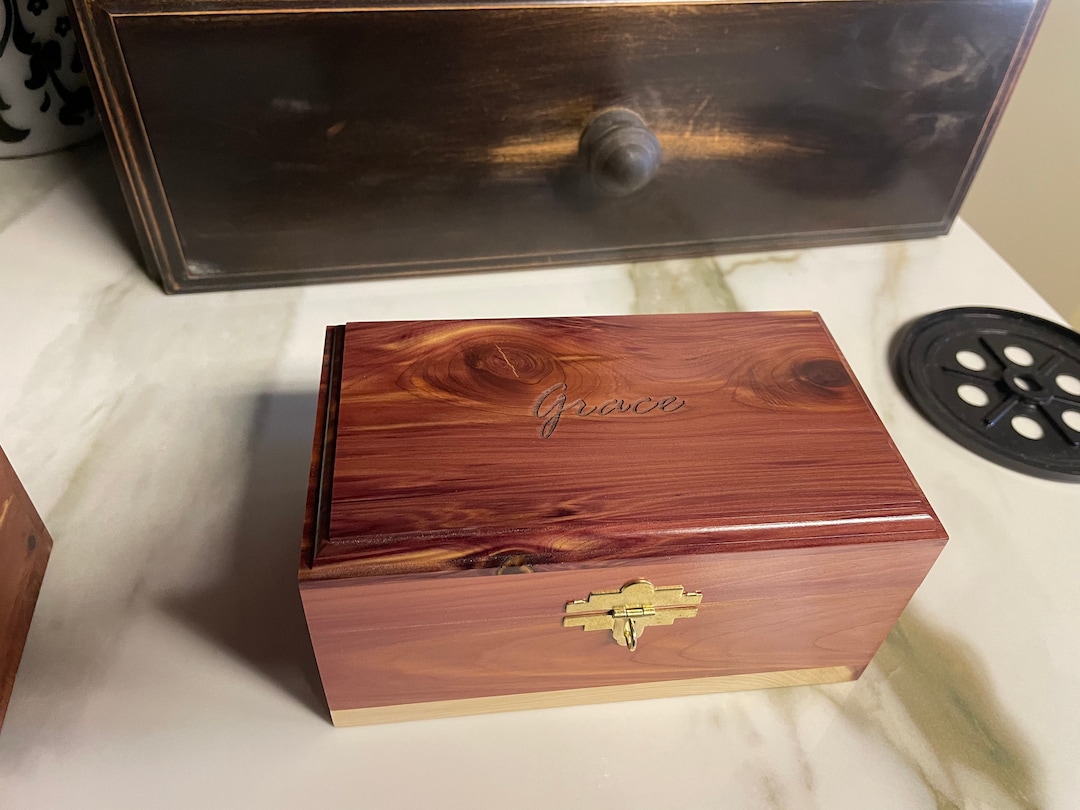 7” Cedar Keepsake or Memory Box With Lock and Key/ Small Cedar Box ...