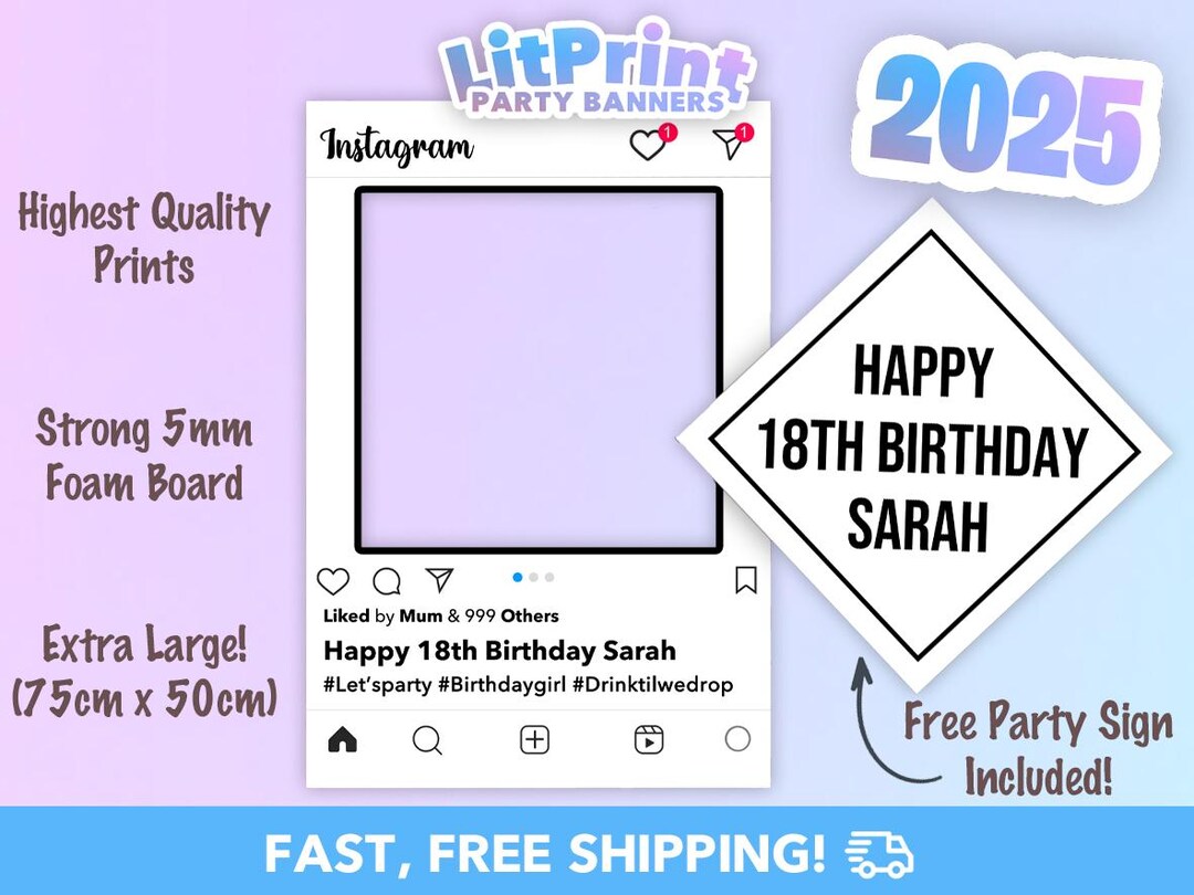 Personalised Instagram Selfie Frame Board for Parties & Events + Bonus ...