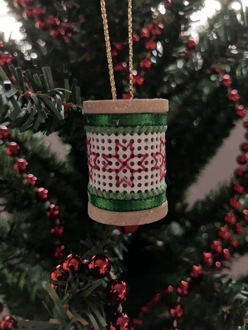 Handmade Cross Stitch Spool Ornament Assorted - Etsy