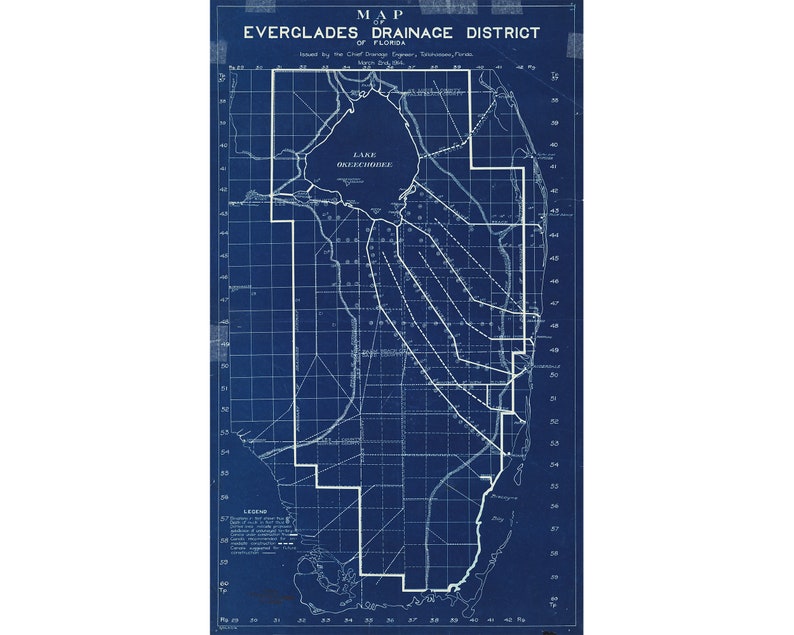 Map of Everglades Drainage District 1914 - 10x17 | Digital Download - Etsy