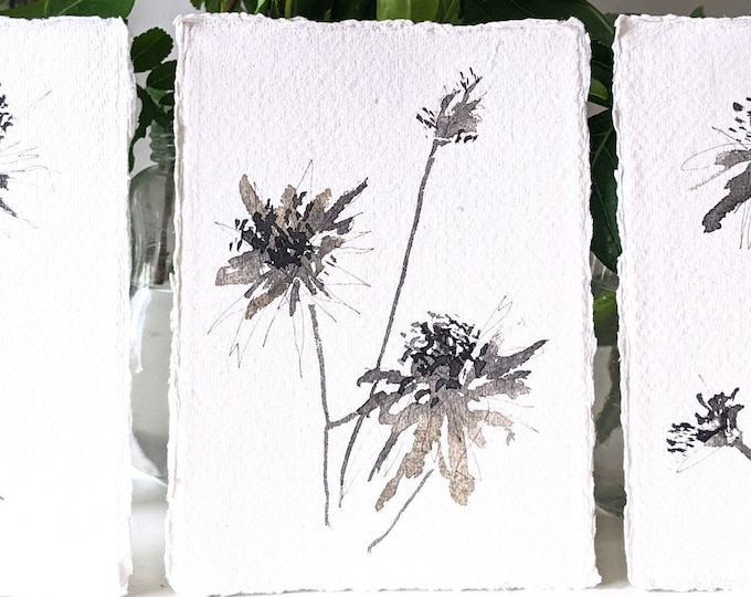 Set of Three Minimalist Squiggle Flowers Painted in Watercolours Ready ...