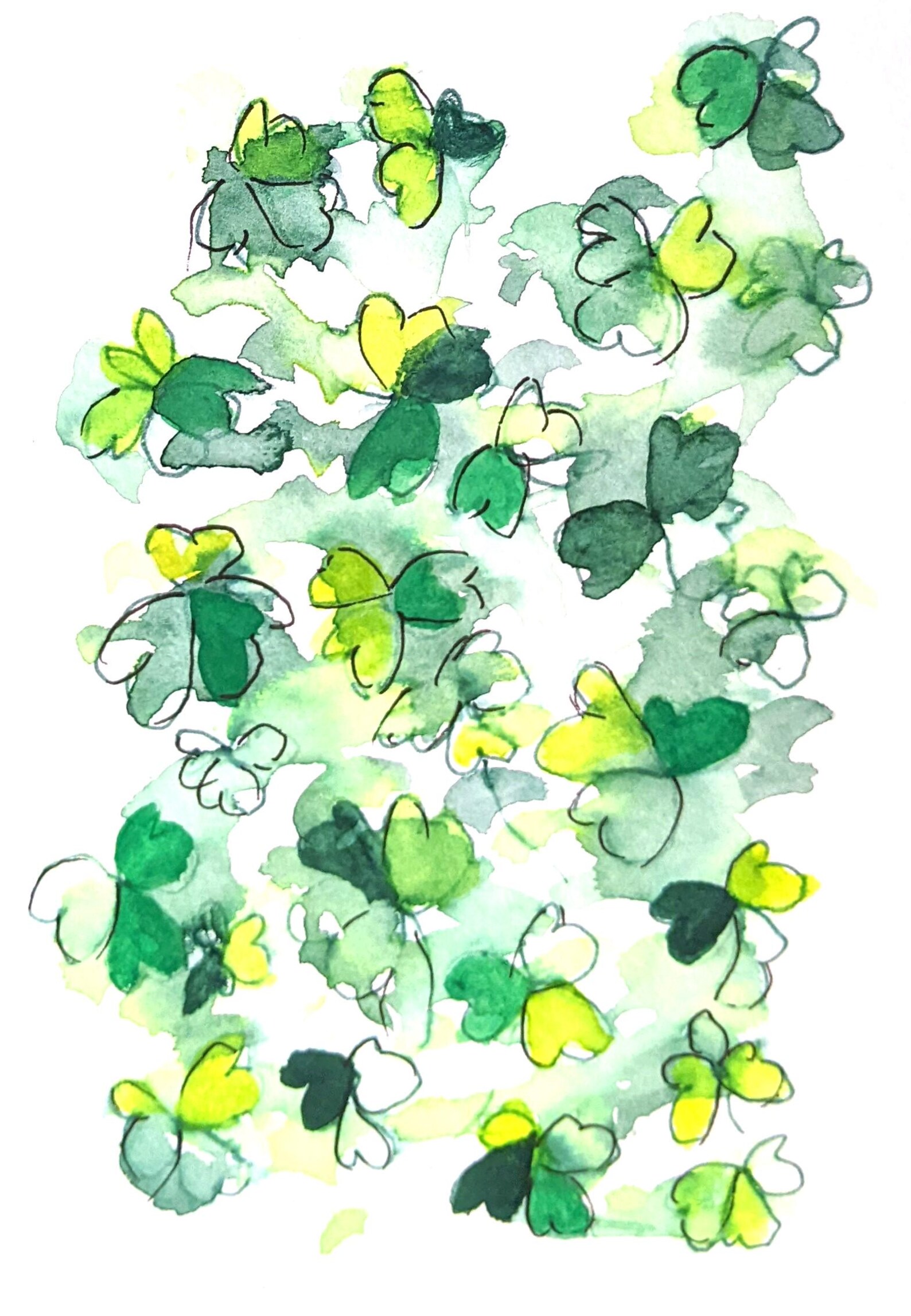 Hand Painted in Watercolours Pretty Shamrock St Patricks Day Blank Card ...