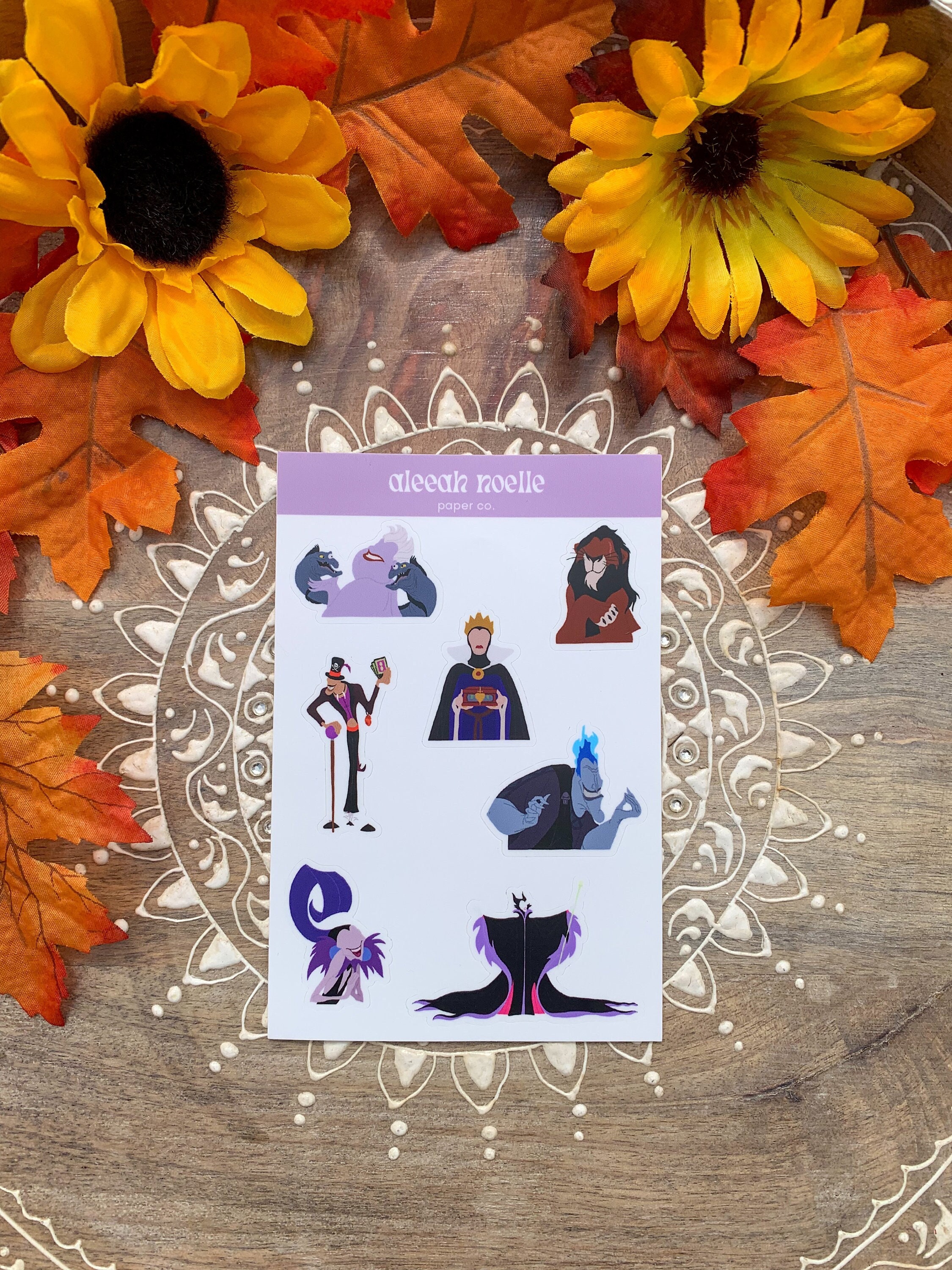 Disney Villains Sticker Sheet/matte Water Resistant Decals/disney-fall ...