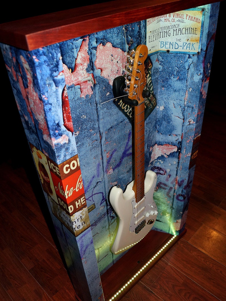Guitar Display Case "wall' | Guitar Cabinet | Guitar Hanger | RGB LED ...