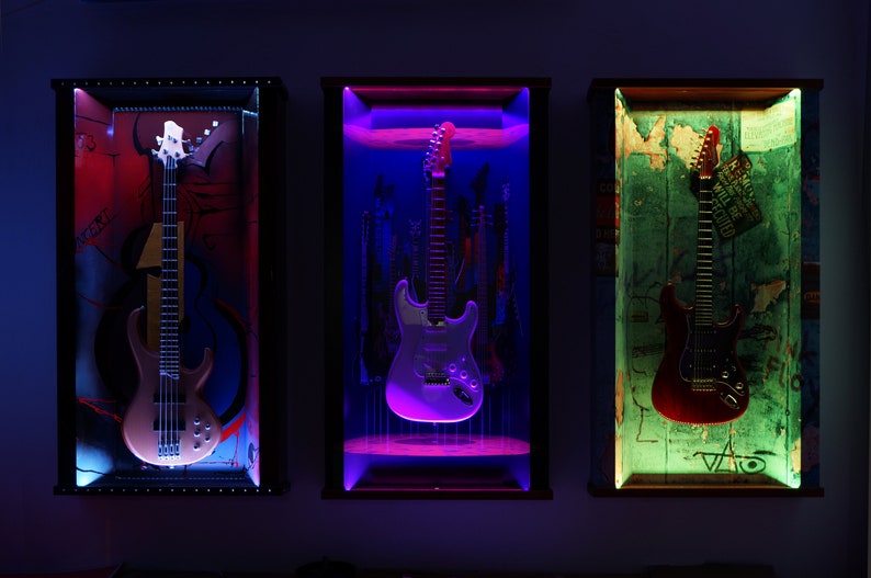 Guitar Display Case guitar Levitation' Guitar Cabinet Guitar Hanger RGB ...