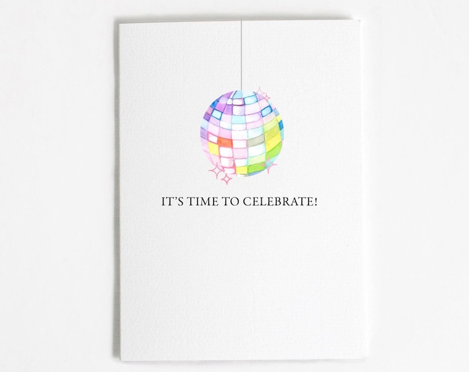 Disco Ball Celebration Birthday Card | Handmade Watercolour Print ...
