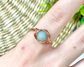 Light Blue Beaded Ring - Etsy