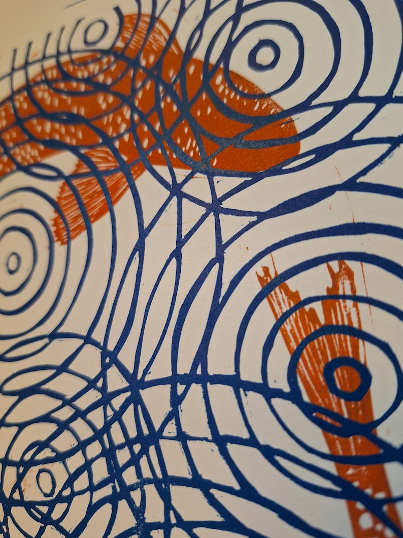 Koi Fish Lino Print Ripples in Water - Etsy