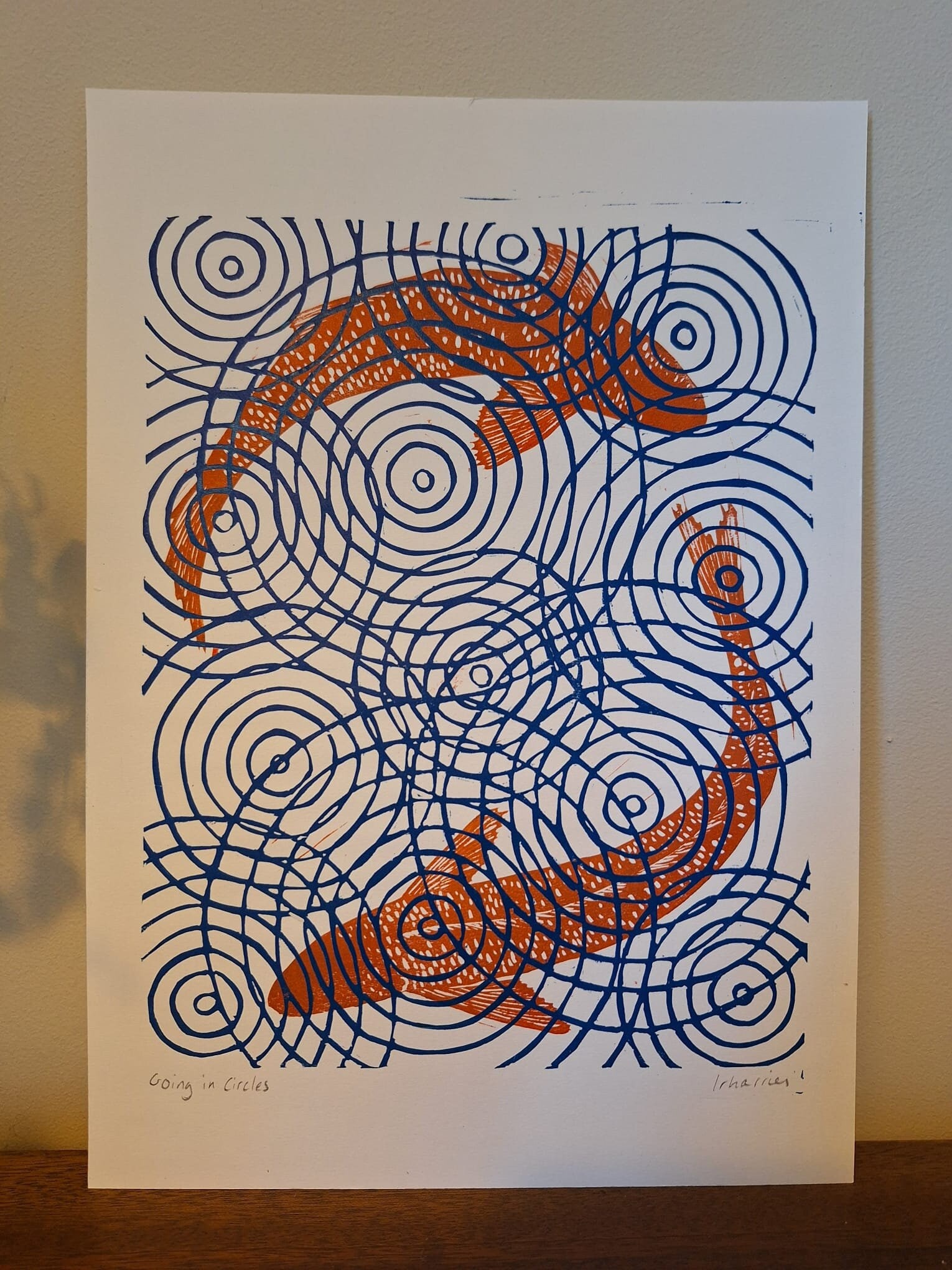 Koi Fish Lino Print Ripples in Water - Etsy