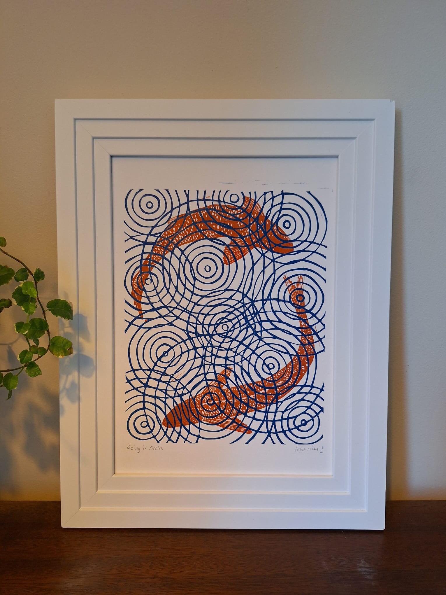 Koi Fish Lino Print Ripples in Water - Etsy