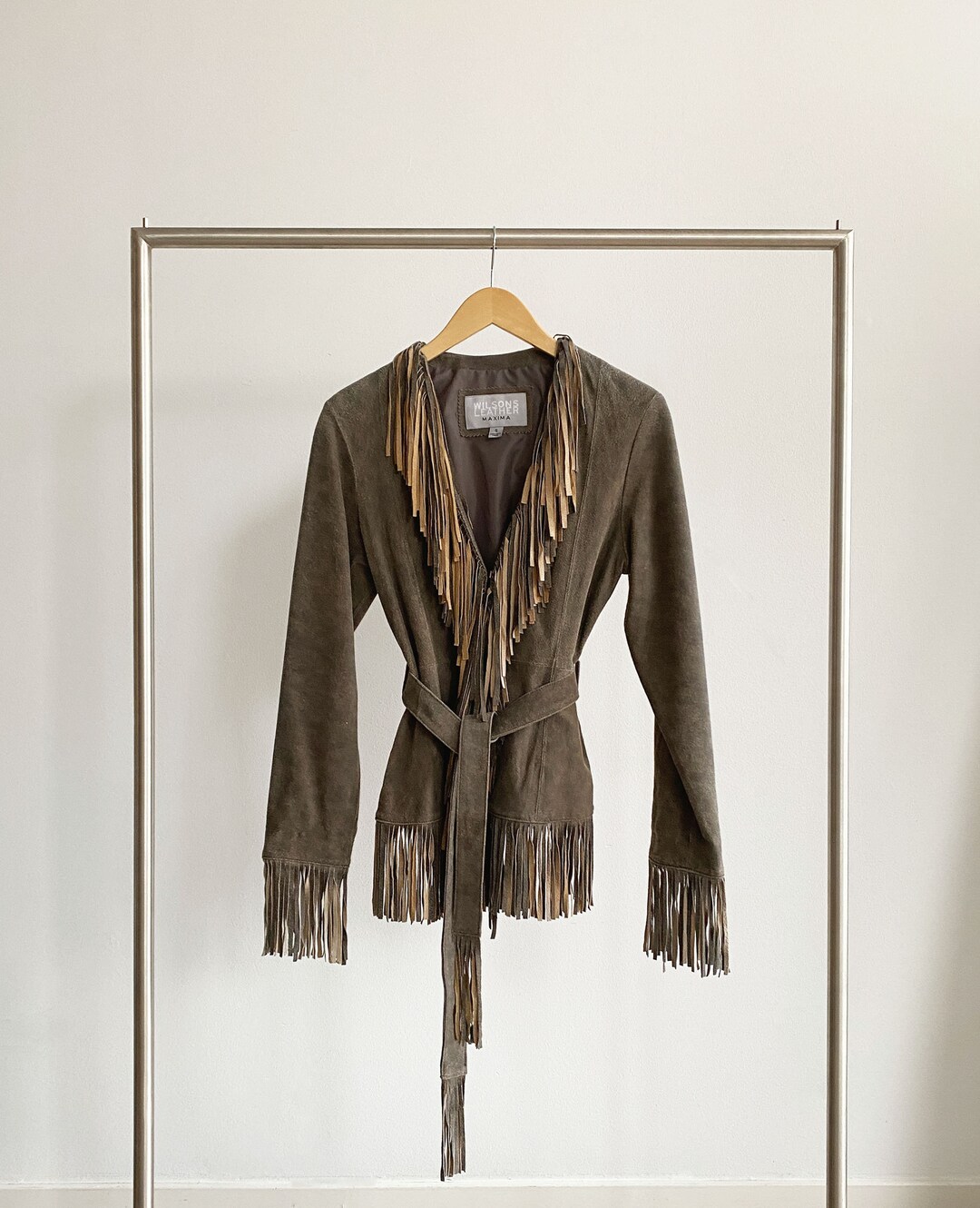 Wilson's Leather Maxima Moss Suede Fringe Jacket - Etsy