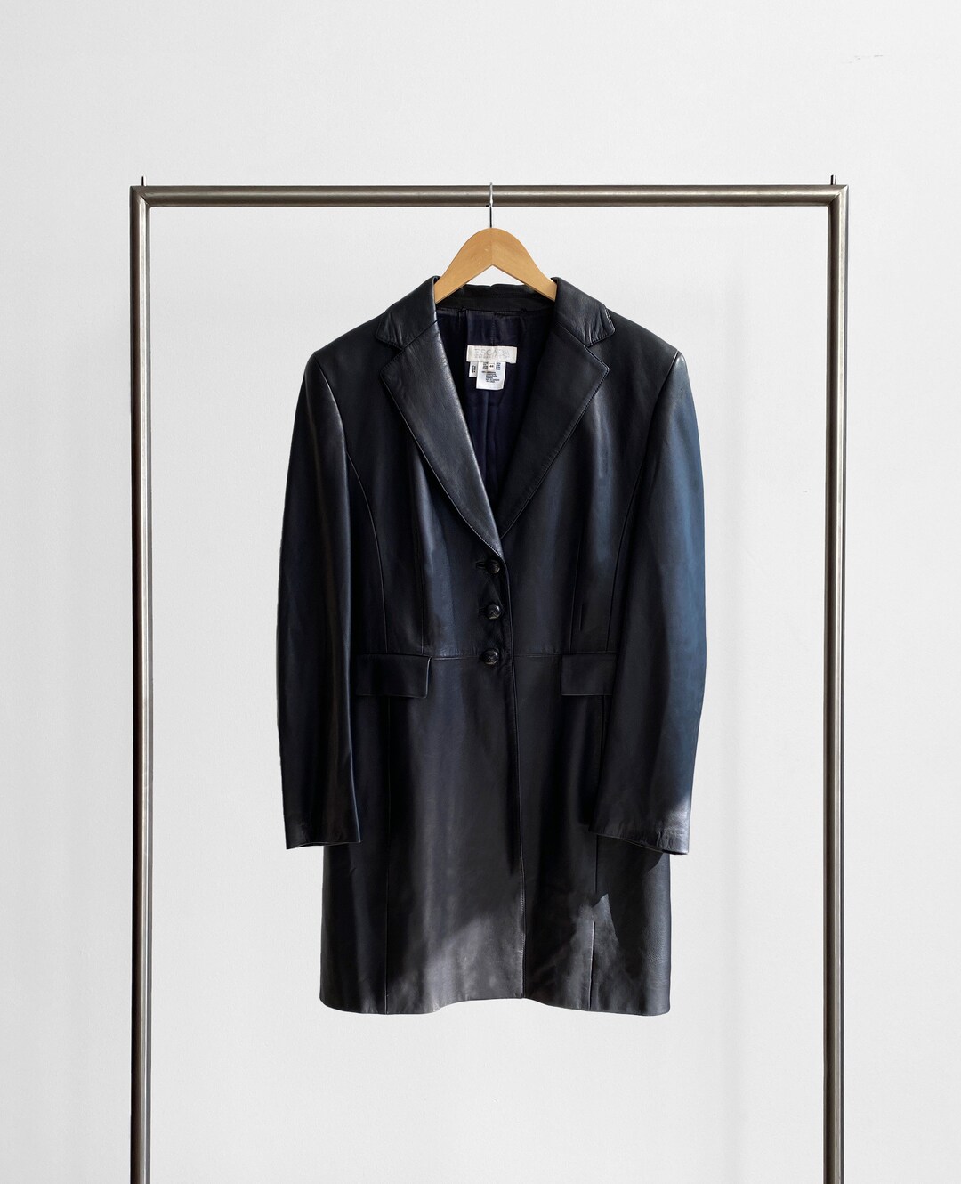 Escada Black Long Leather Jacket - Etsy