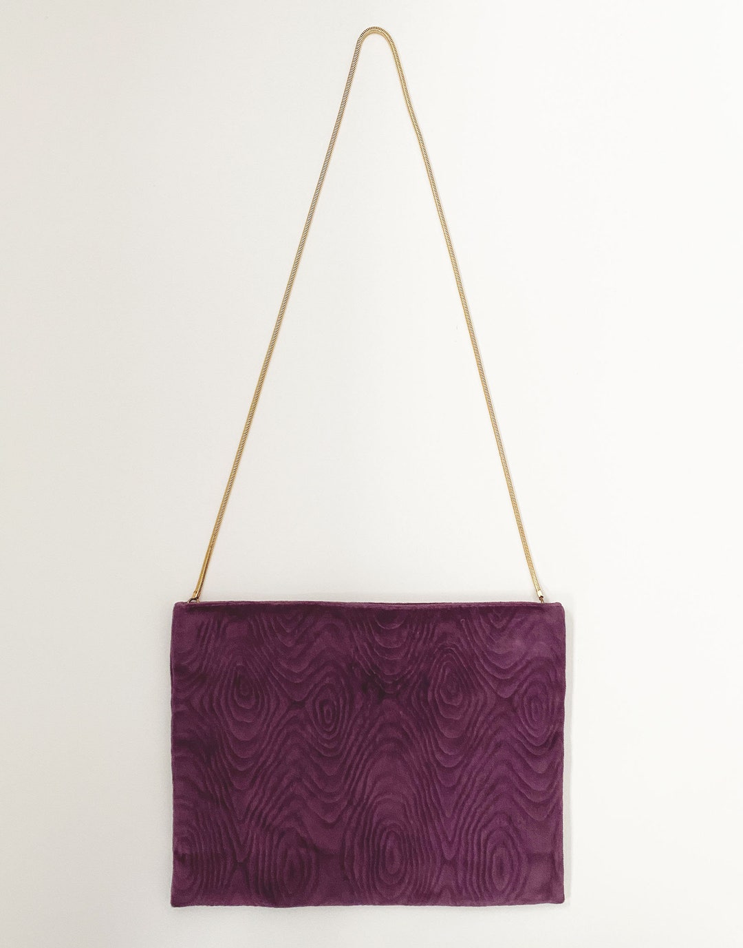 Vintage Reva Purple Patterned Velvet Clutch With Chain - Etsy