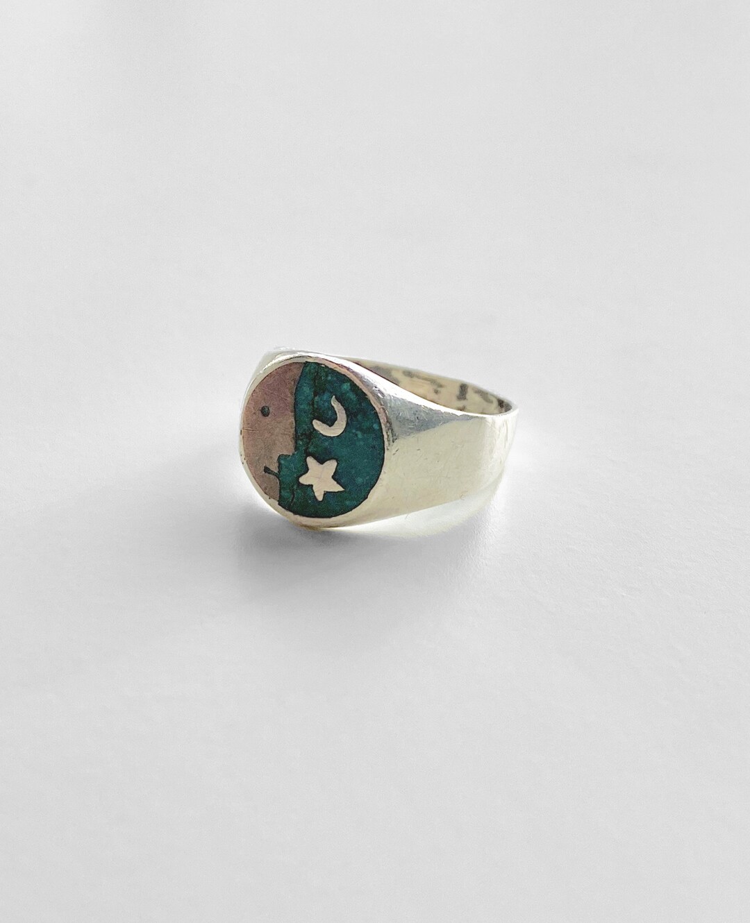 Sterling Silver Moon and Star Ring - Etsy