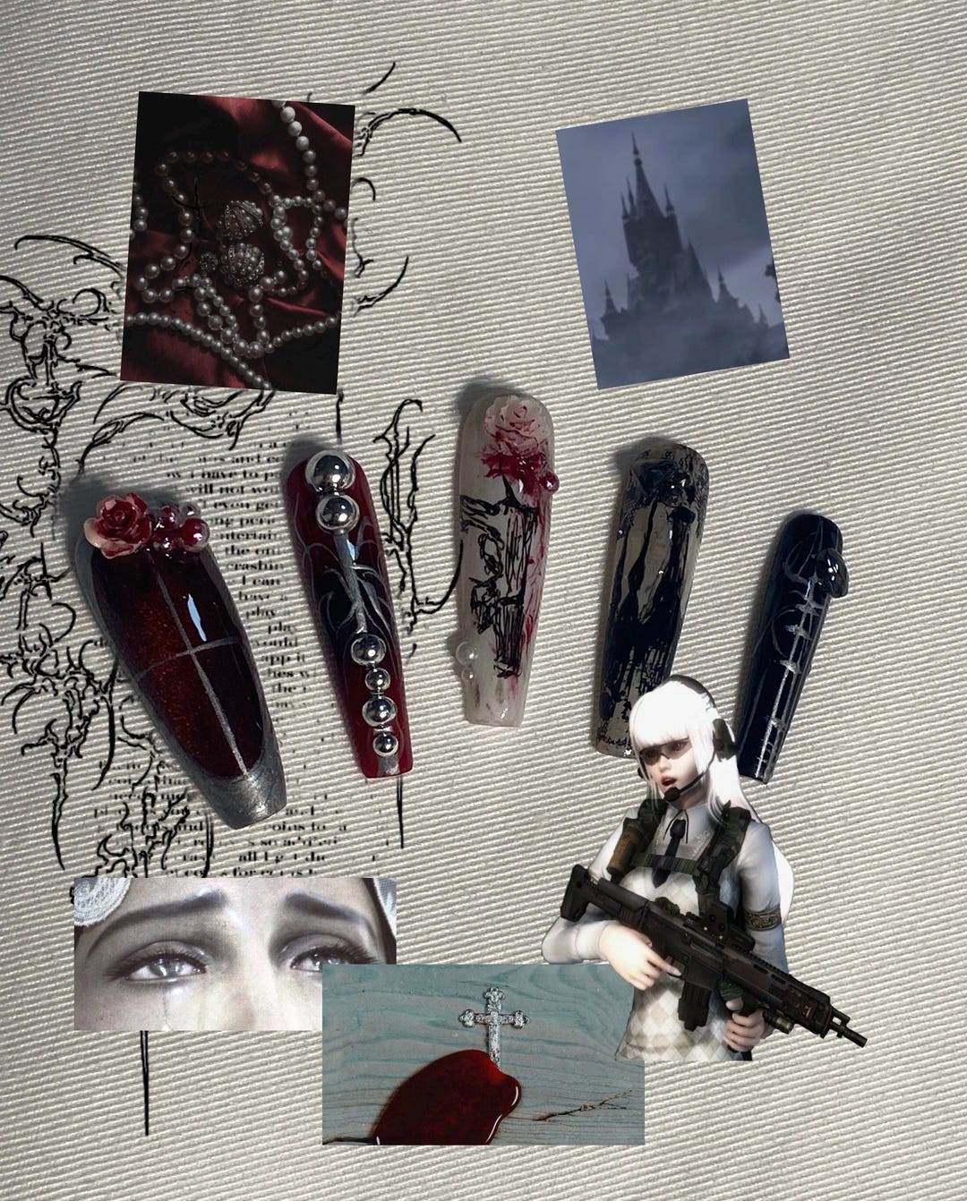 Y2K Dark Nails . Handmade Press on Nails| Resident Evil Inspired - Etsy