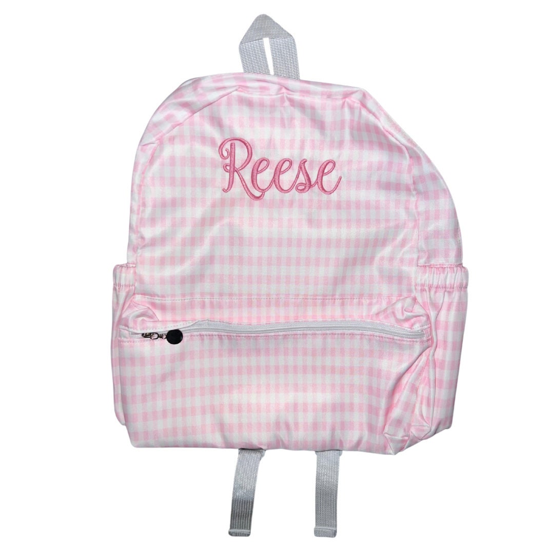 Embroidered Nylon Pink Gingham Backpack - - Etsy