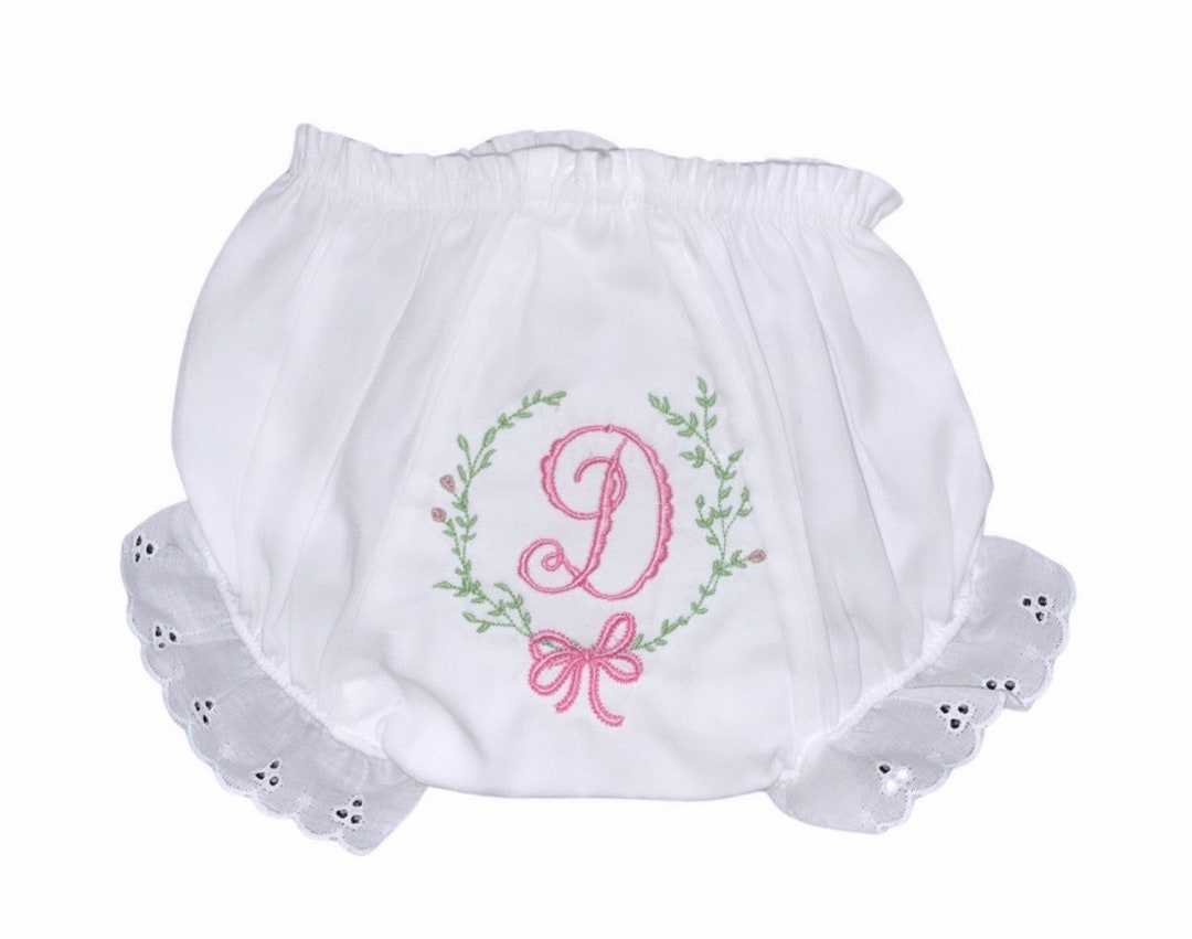 Heirloom Monogrammed Bloomers, Embroidered Diaper Cover, Baby Monogram ...