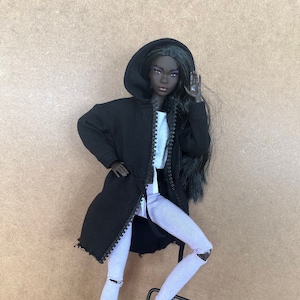 12in Doll Hoodie Coat With Belt at the Waist, Original 3/4 Length Parka ...