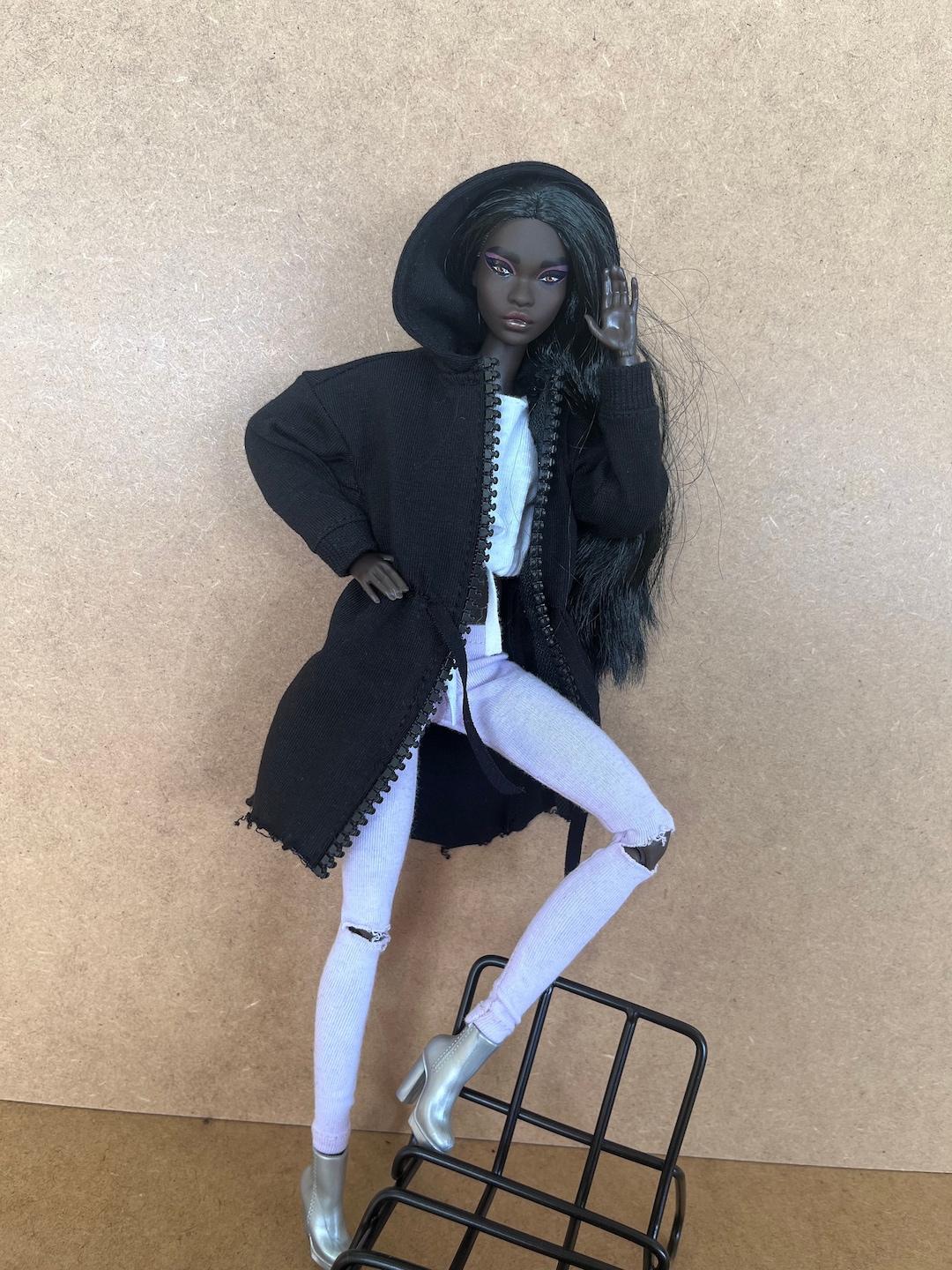 12in Doll Hoodie Coat With Belt at the Waist, Original 3/4 Length Parka ...