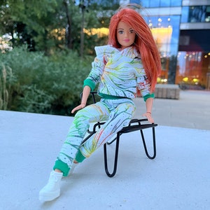 Flower Tracksuit in 1:6 Scale, Cute Hoodie and Pants for 12 Inch Doll ...