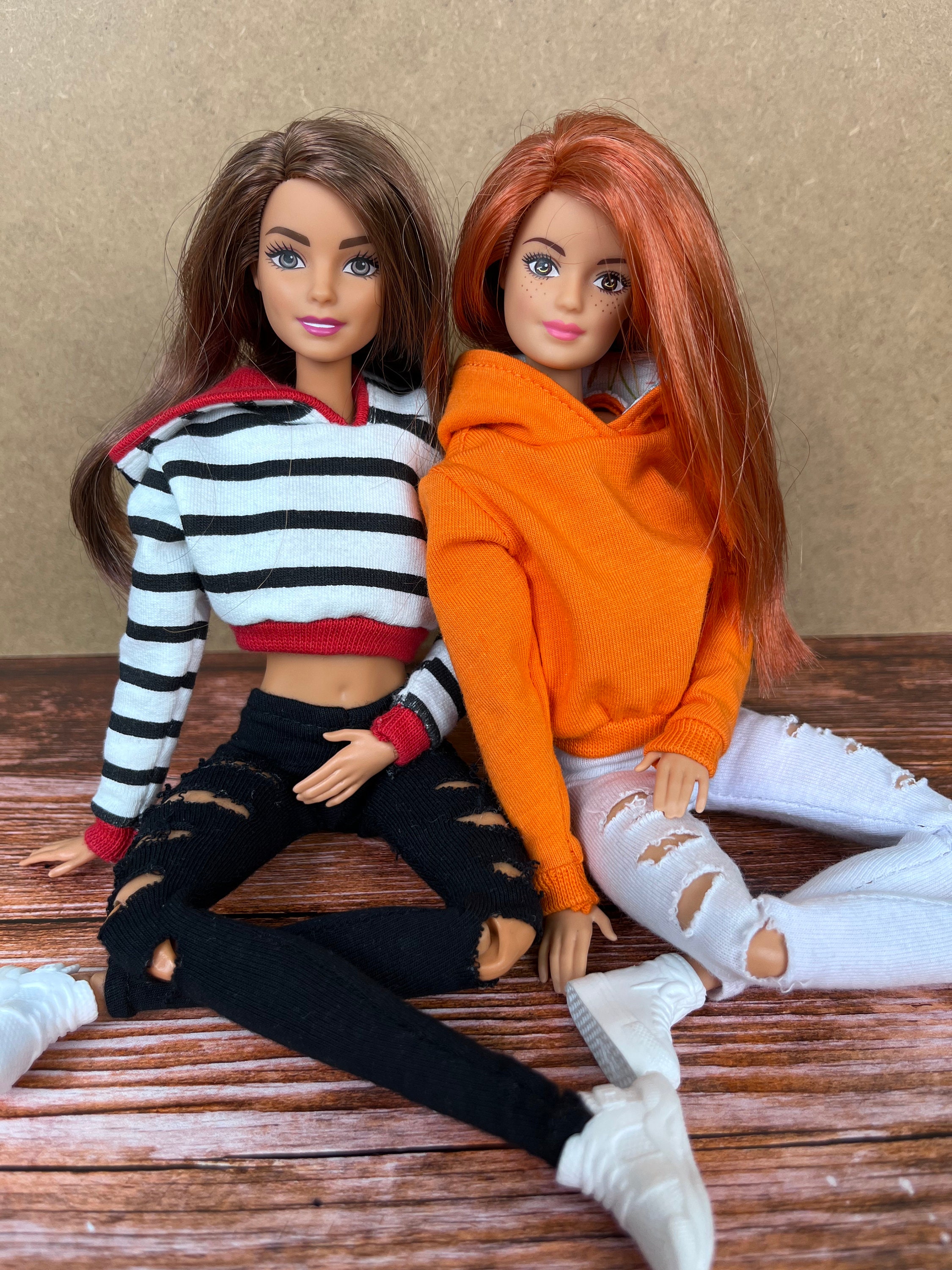 SET Od Ripped Pats for 12inch Doll, Slim Fit Leggings With Knee Rips in ...