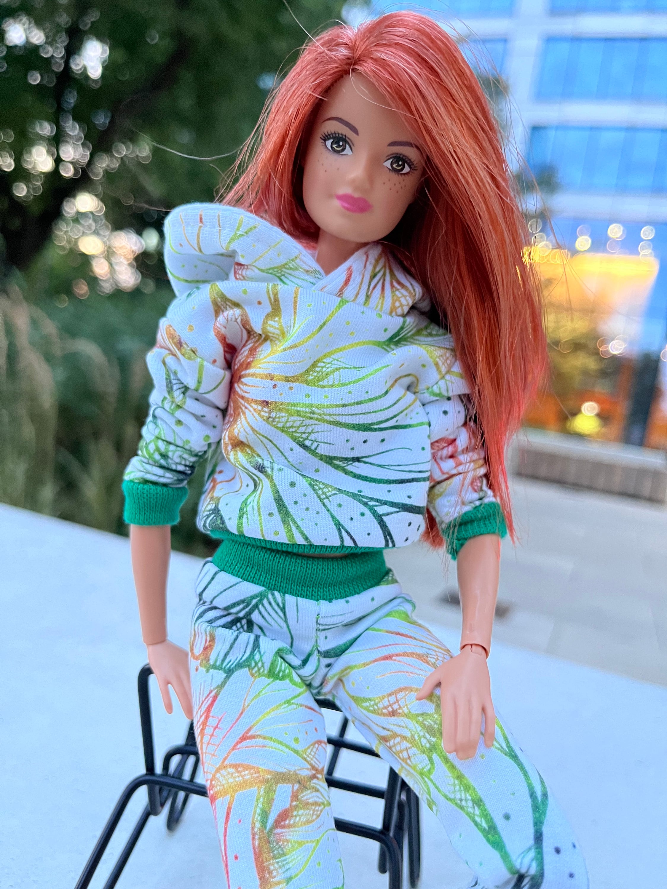 Flower Tracksuit in 1:6 Scale, Cute Hoodie and Pants for 12 Inch Doll ...