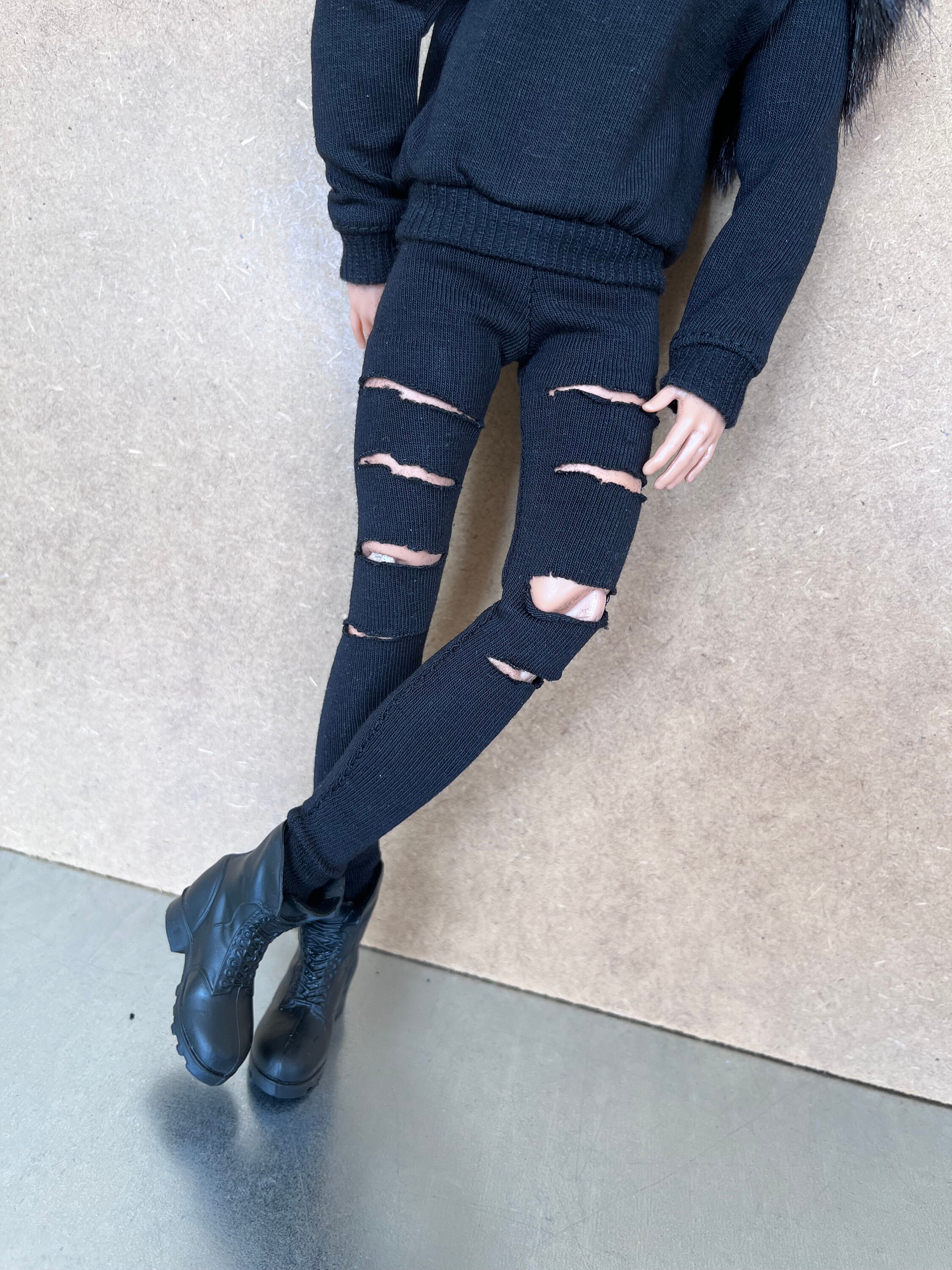 Super Skinny Pants for 12in Doll, Slim Fit Ripped Trousers for Men Doll ...