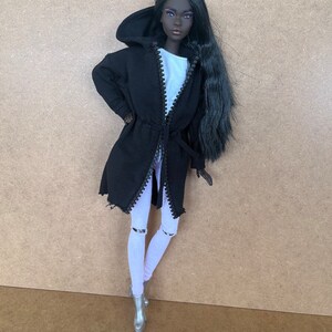 12in Doll Hoodie Coat With Belt at the Waist, Original 3/4 Length Parka ...