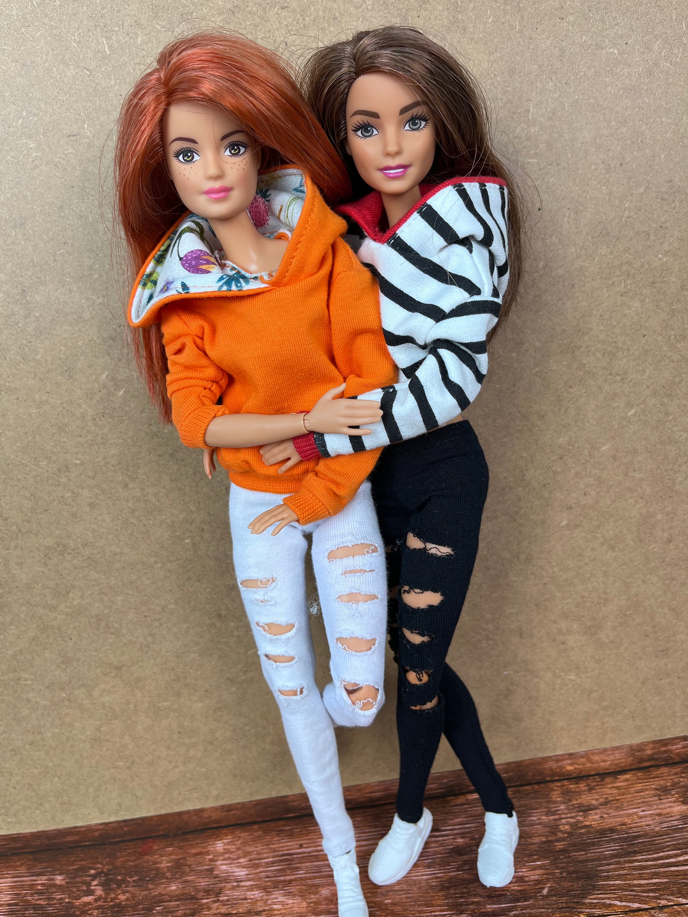 SET Od Ripped Pats for 12inch Doll, Slim Fit Leggings With Knee Rips in ...