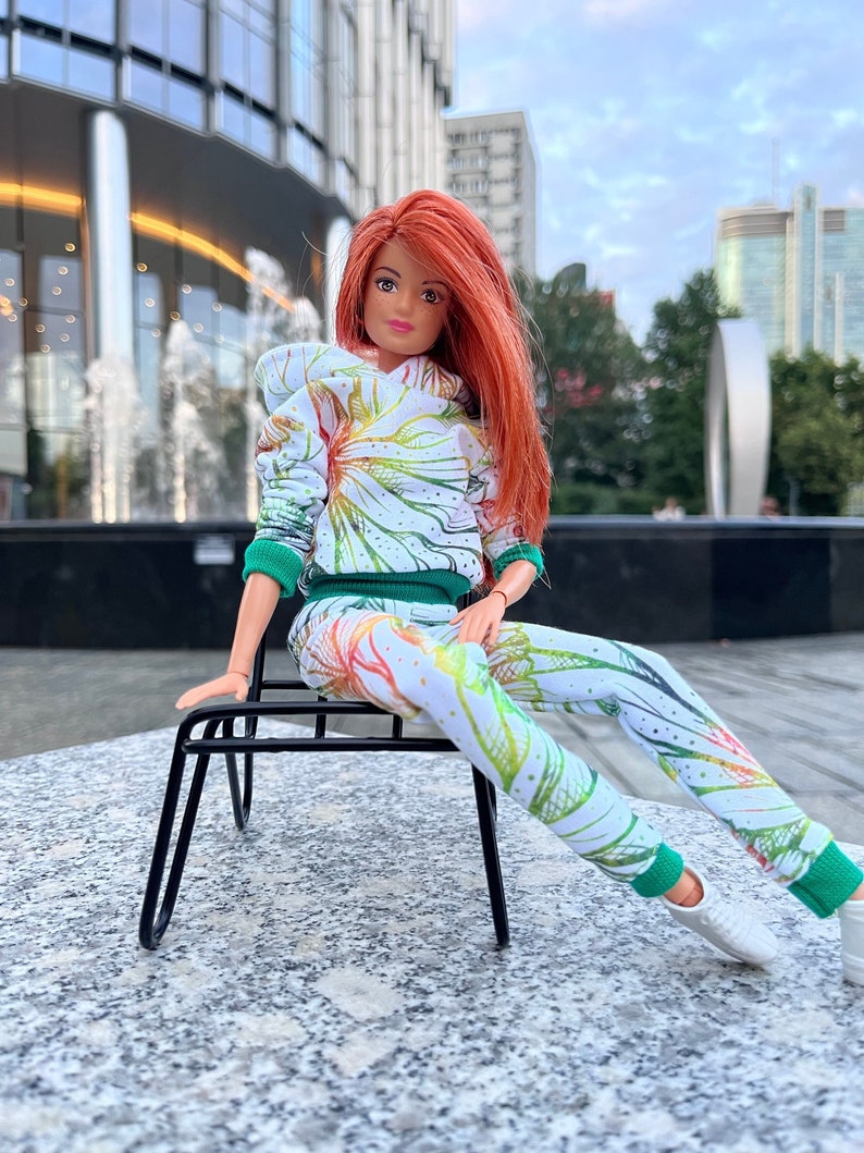 Flower Tracksuit in 1:6 Scale, Cute Hoodie and Pants for 12 Inch Doll ...
