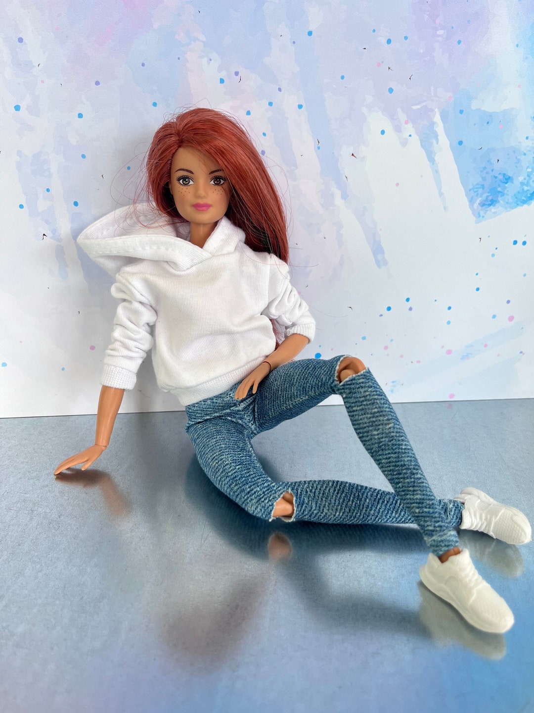 Classic Jeans in 1:6 Scale, Ripped Slim Fit Leggings for 12in Doll ...